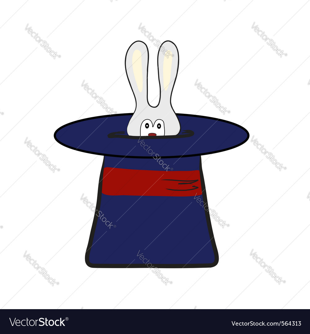 Rabbit in magic hat Royalty Free Vector Image - VectorStock