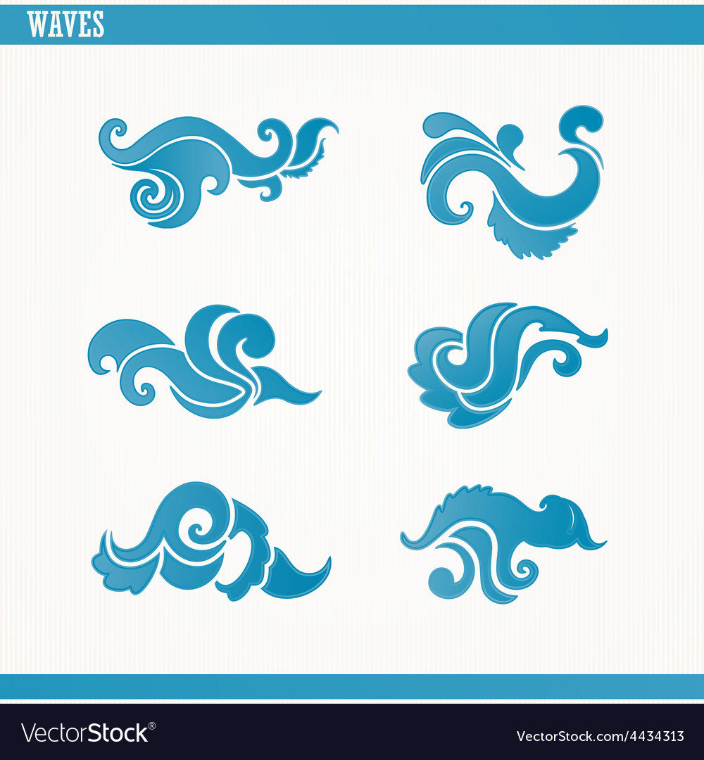 Set of waves Royalty Free Vector Image - VectorStock