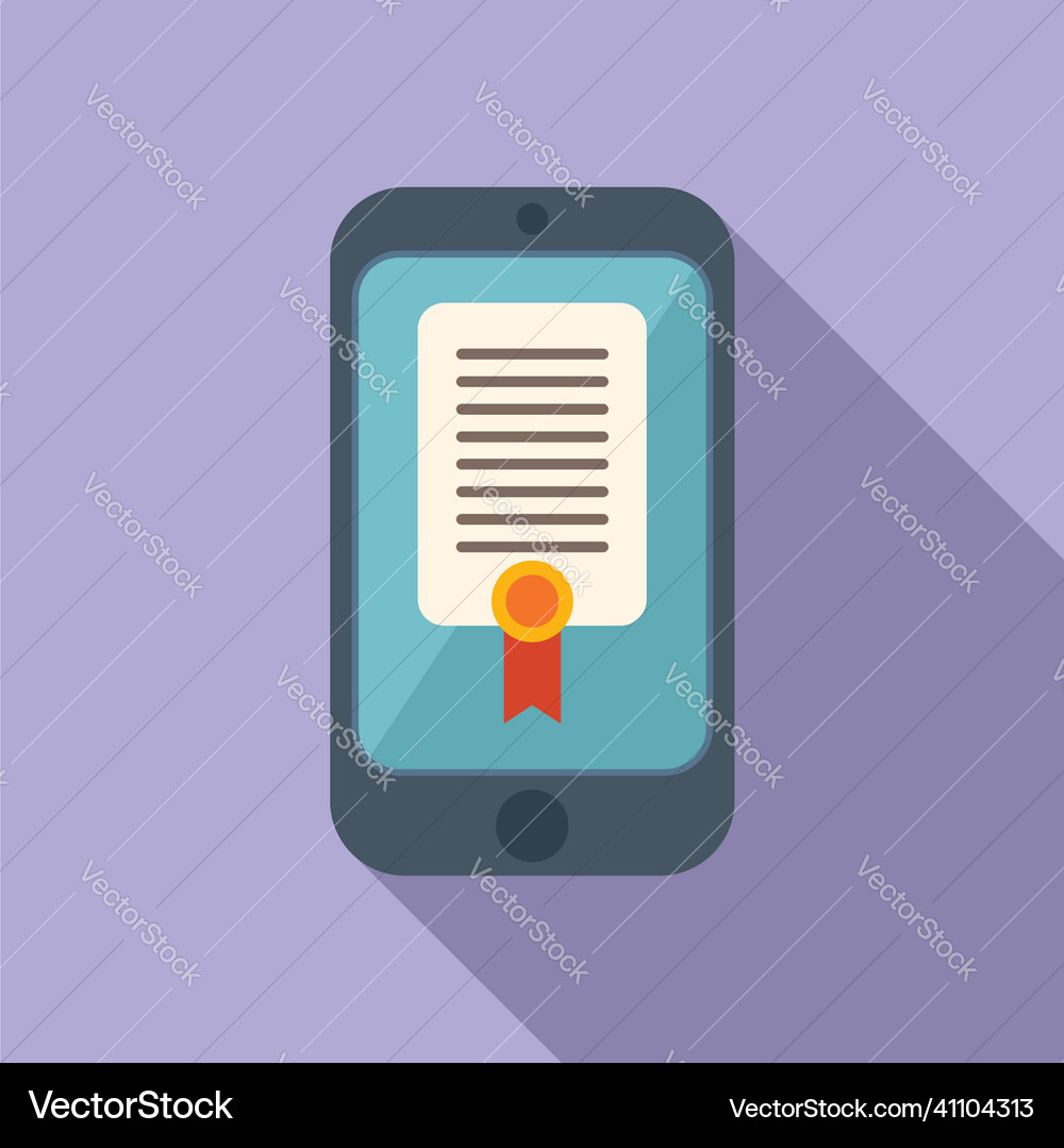 Smartphone course icon flat online web Royalty Free Vector