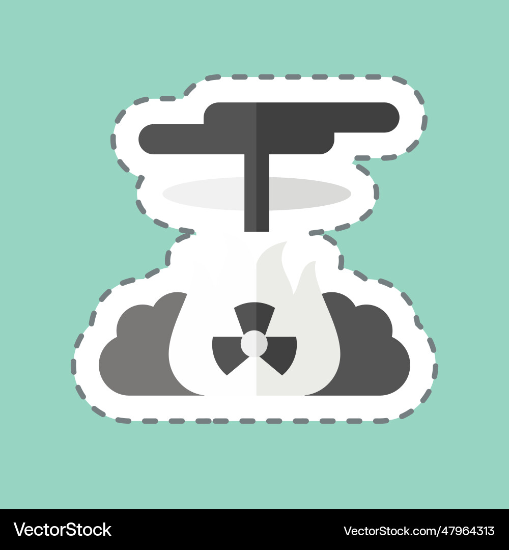 Sticker line cut nuclear blast related to nuclear Vector Image