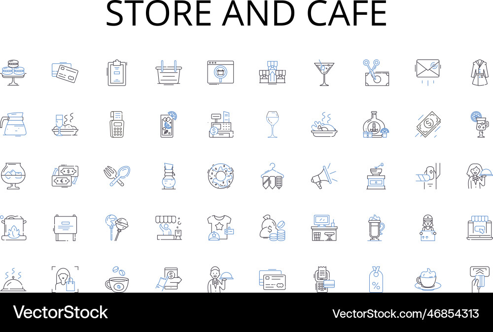 Store and cafe line icons collection digital Vector Image