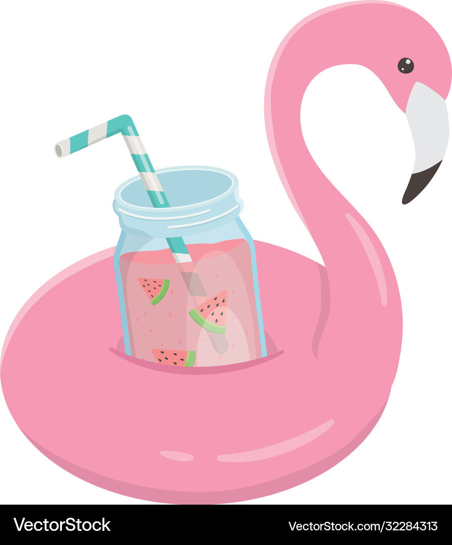 Summer travel and vacation flamingo float Vector Image