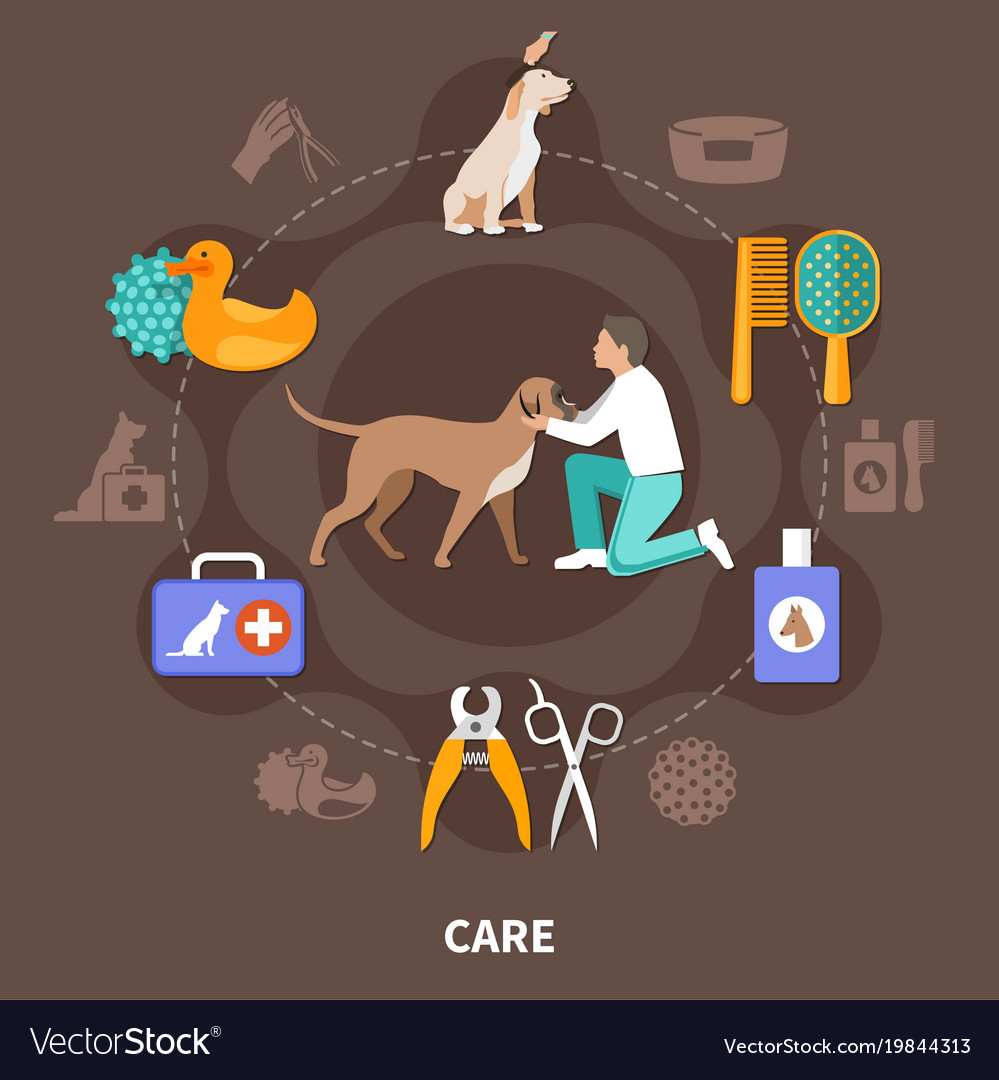 Veterinary help round composition Royalty Free Vector Image