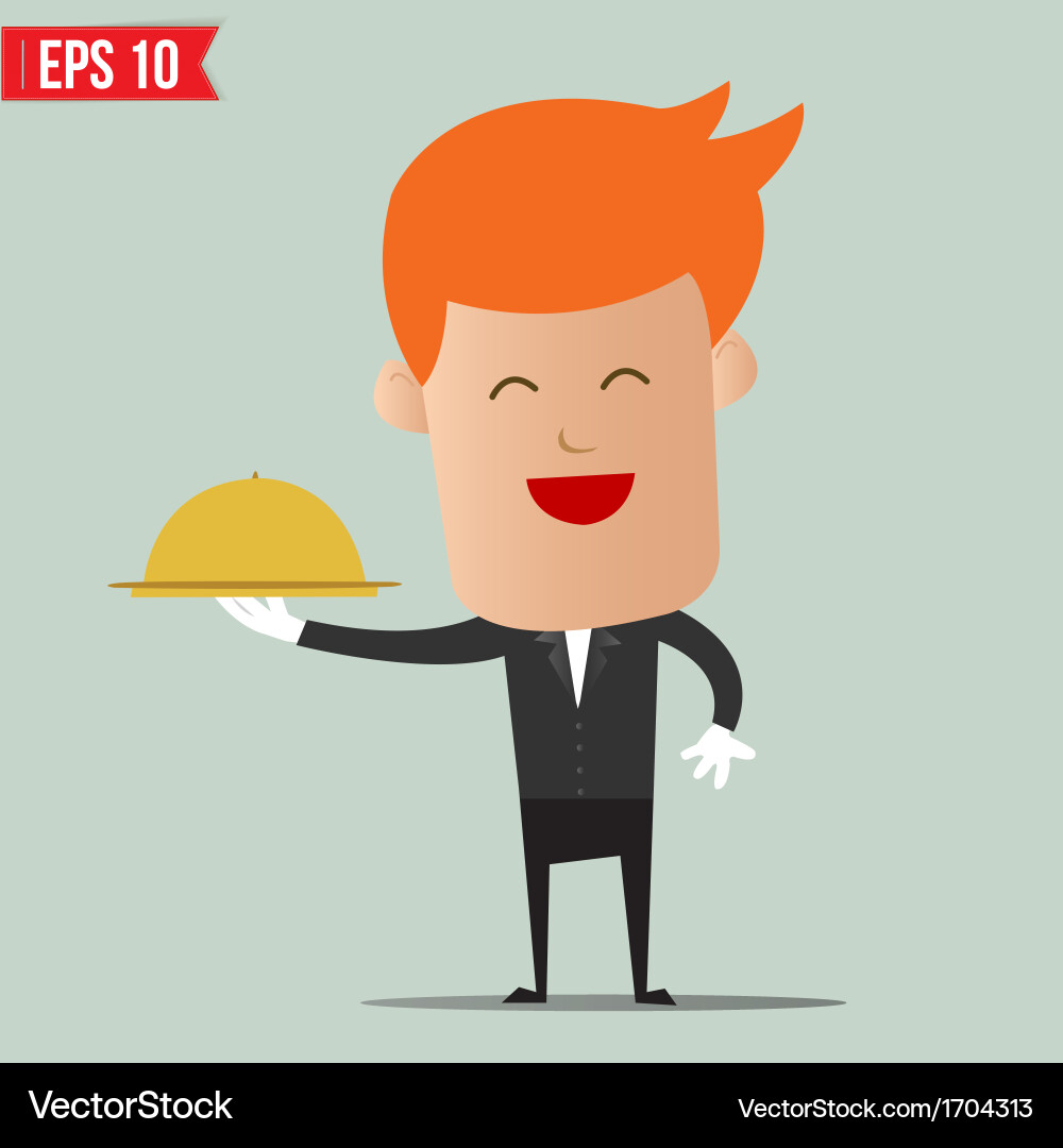 Waiter food service - - EPS10 Royalty Free Vector Image