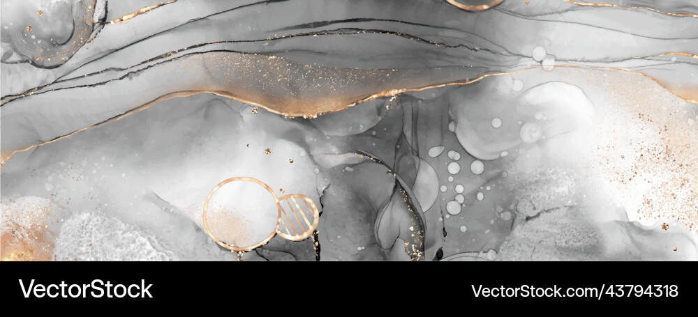 Abstract fluid art with black alcohol ink Vector Image