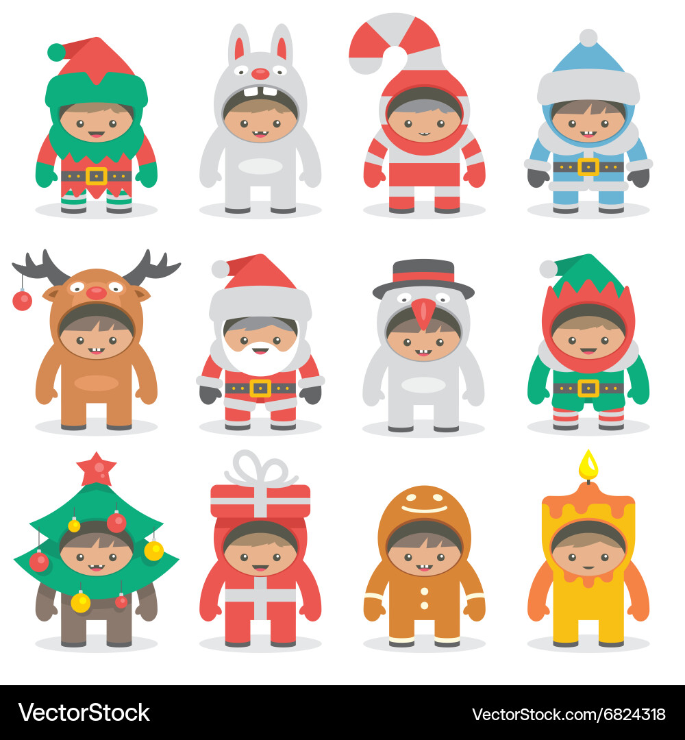 Christmas costumes kids Royalty Free Vector Image