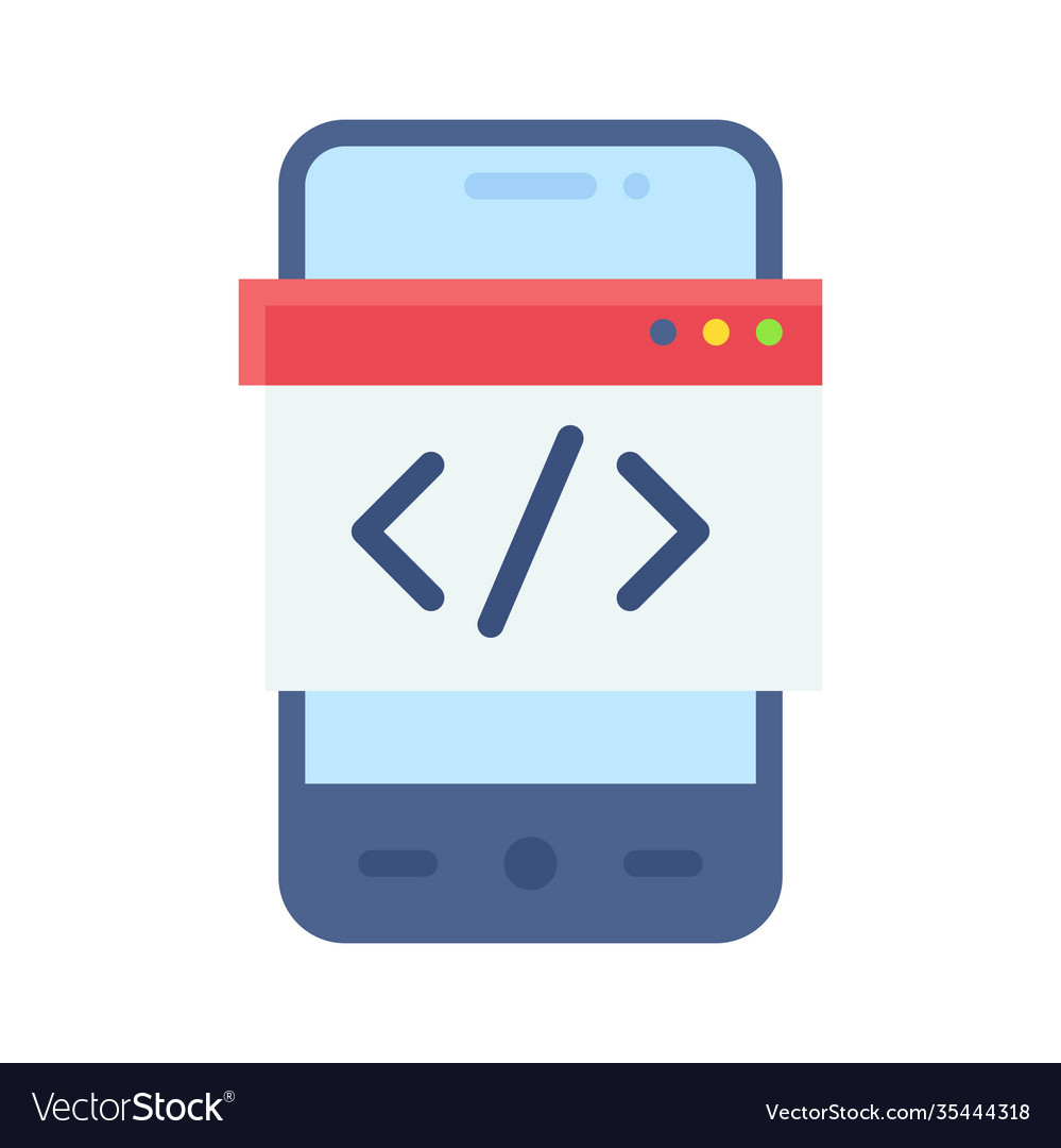 Coding app icon mobile application Royalty Free Vector Image