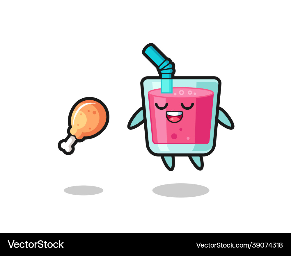 Cute strawberry juice floating and tempted Vector Image