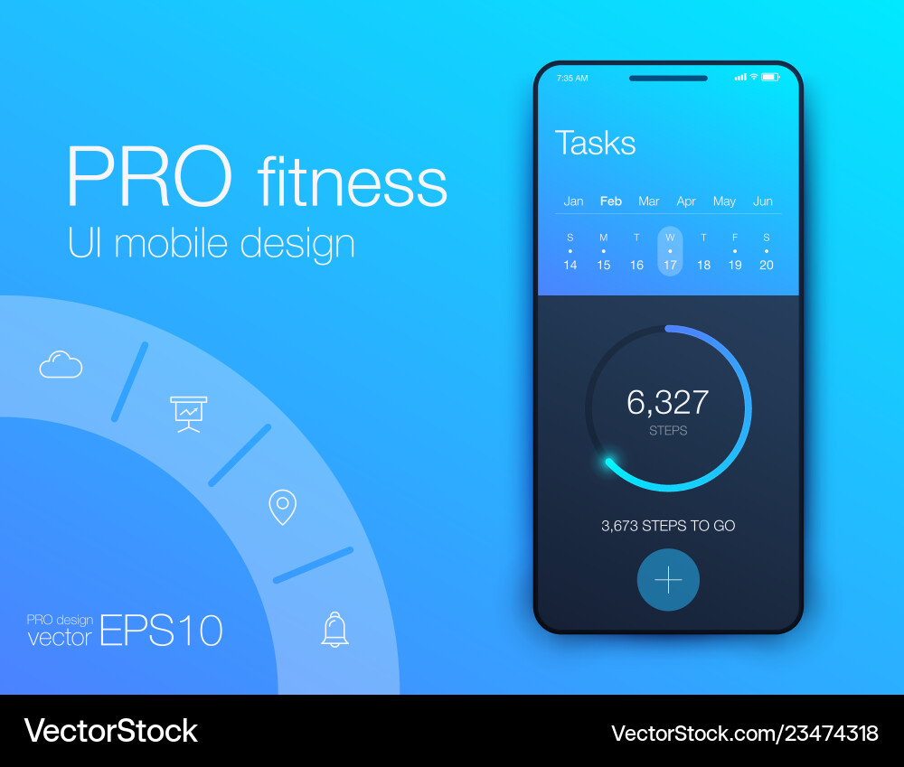 Fitness app ui ux design concept Royalty Free Vector Image
