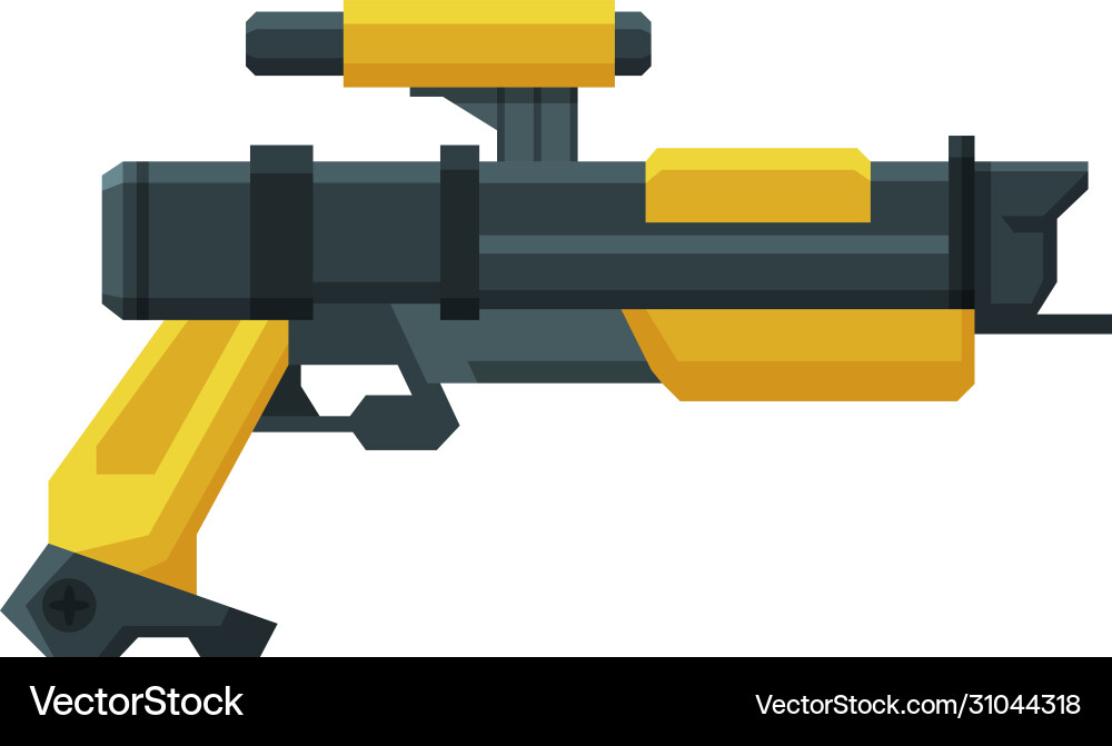 Futuristic space gun blaster yellow and black Vector Image