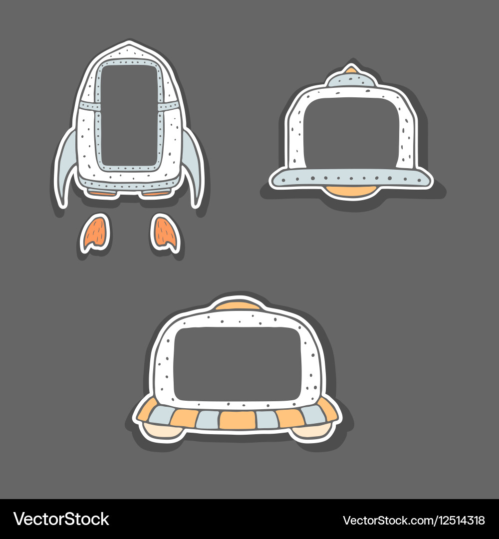 Hand drawn childish frames - spaceship and ufo Vector Image
