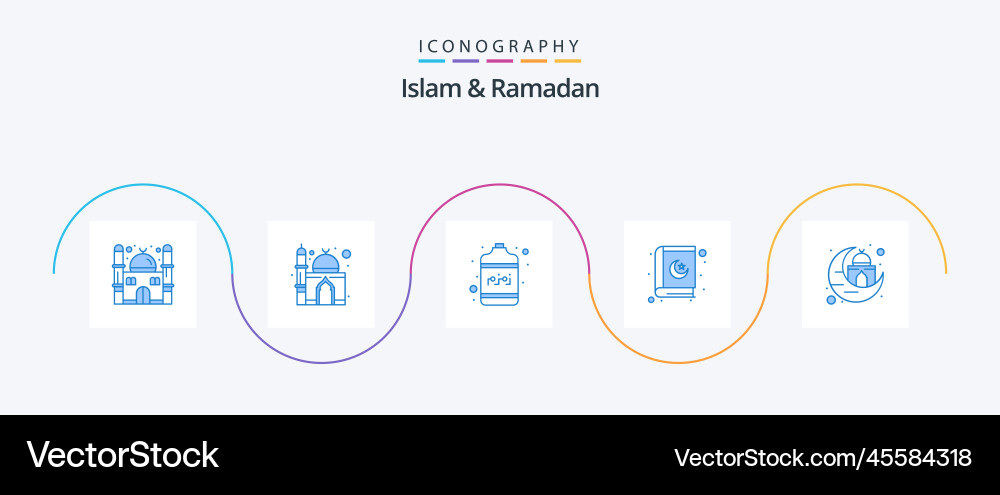 Islam and ramadan blue 5 icon pack including moon Vector Image