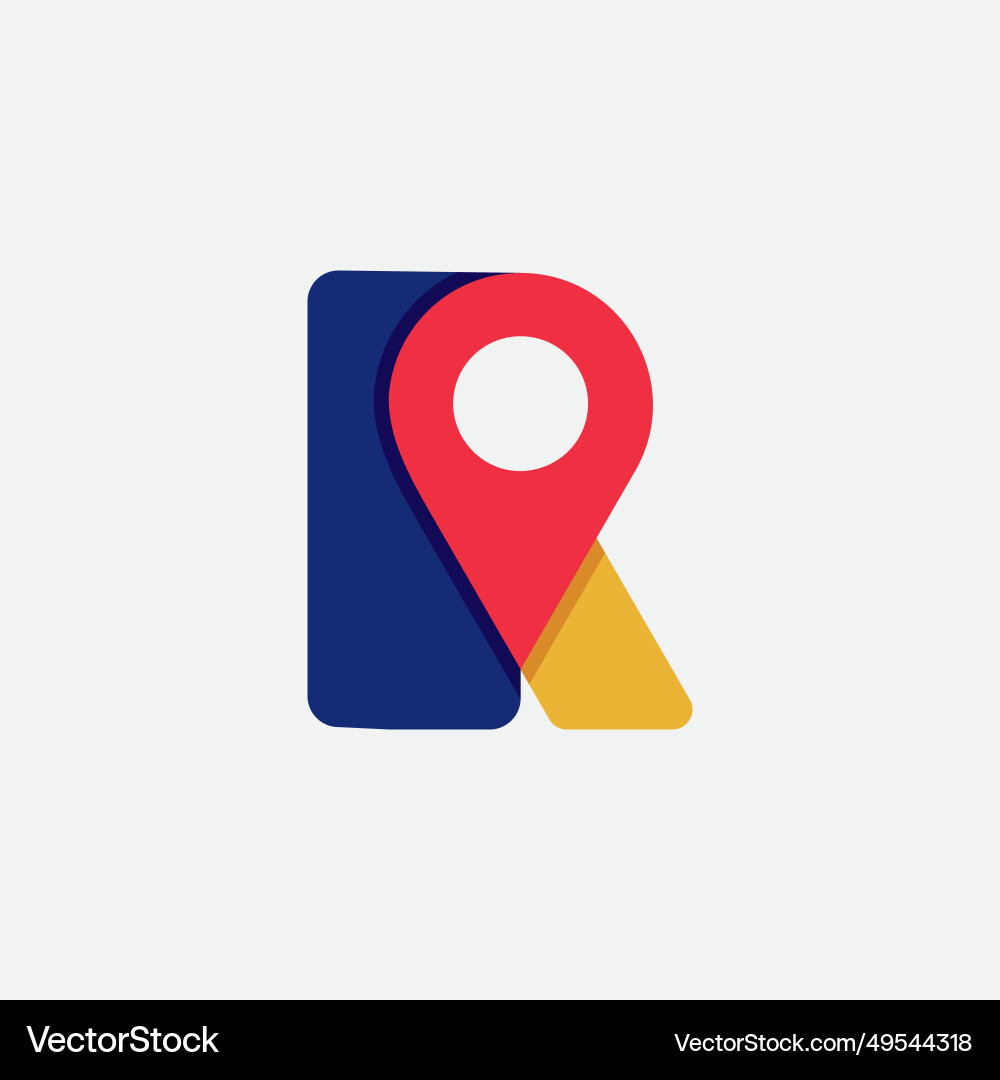 Letter r pin point place logo Royalty Free Vector Image