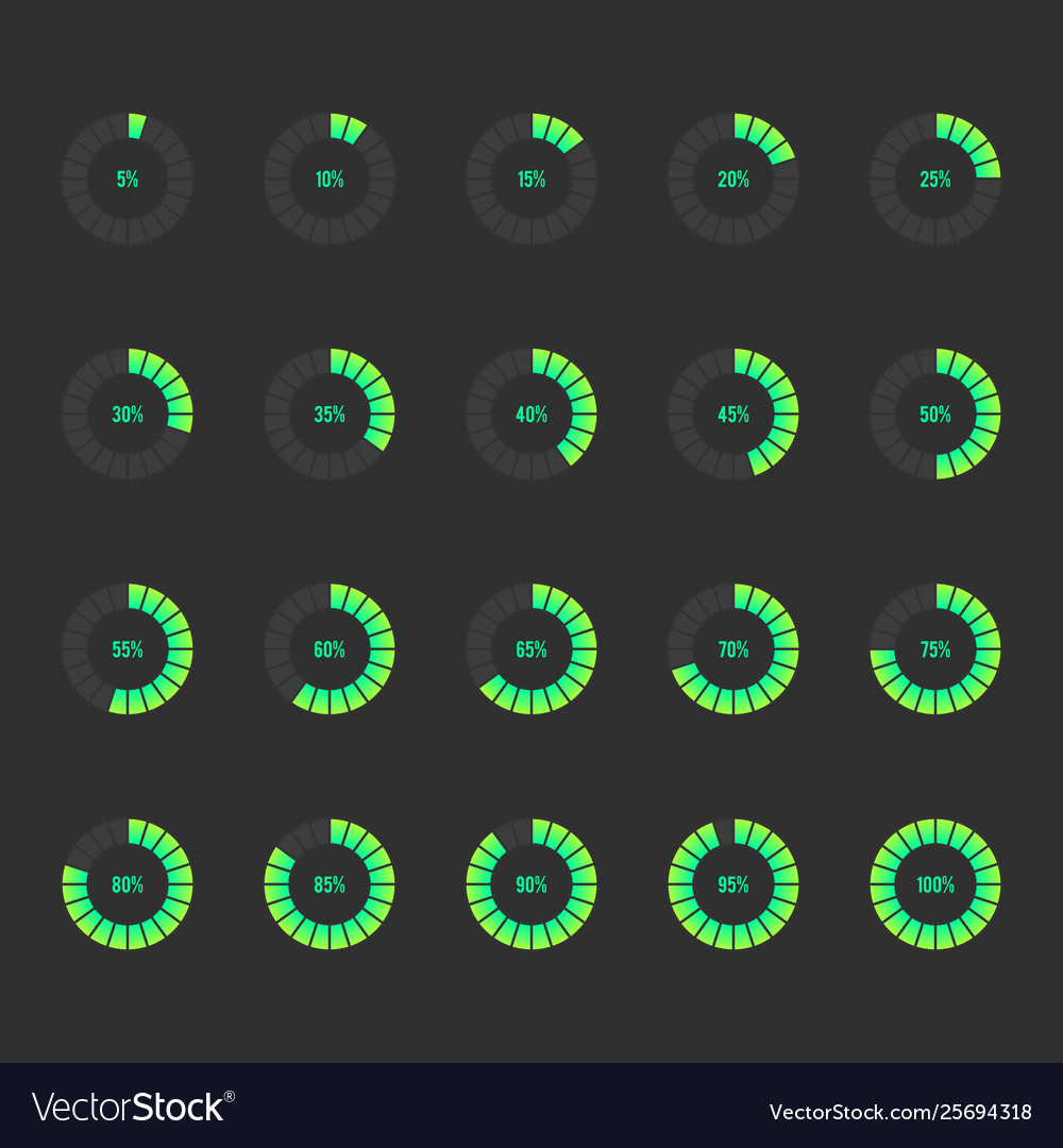 Modern circle progress bar icon set Royalty Free Vector