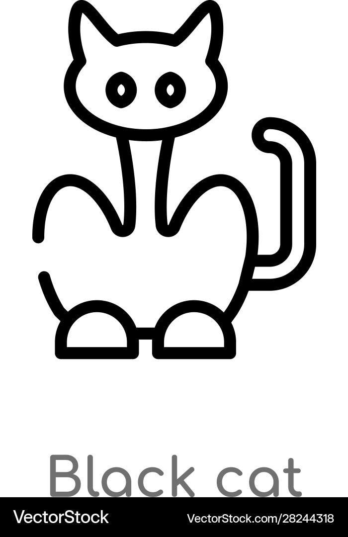 Outline black cat icon isolated simple line Vector Image