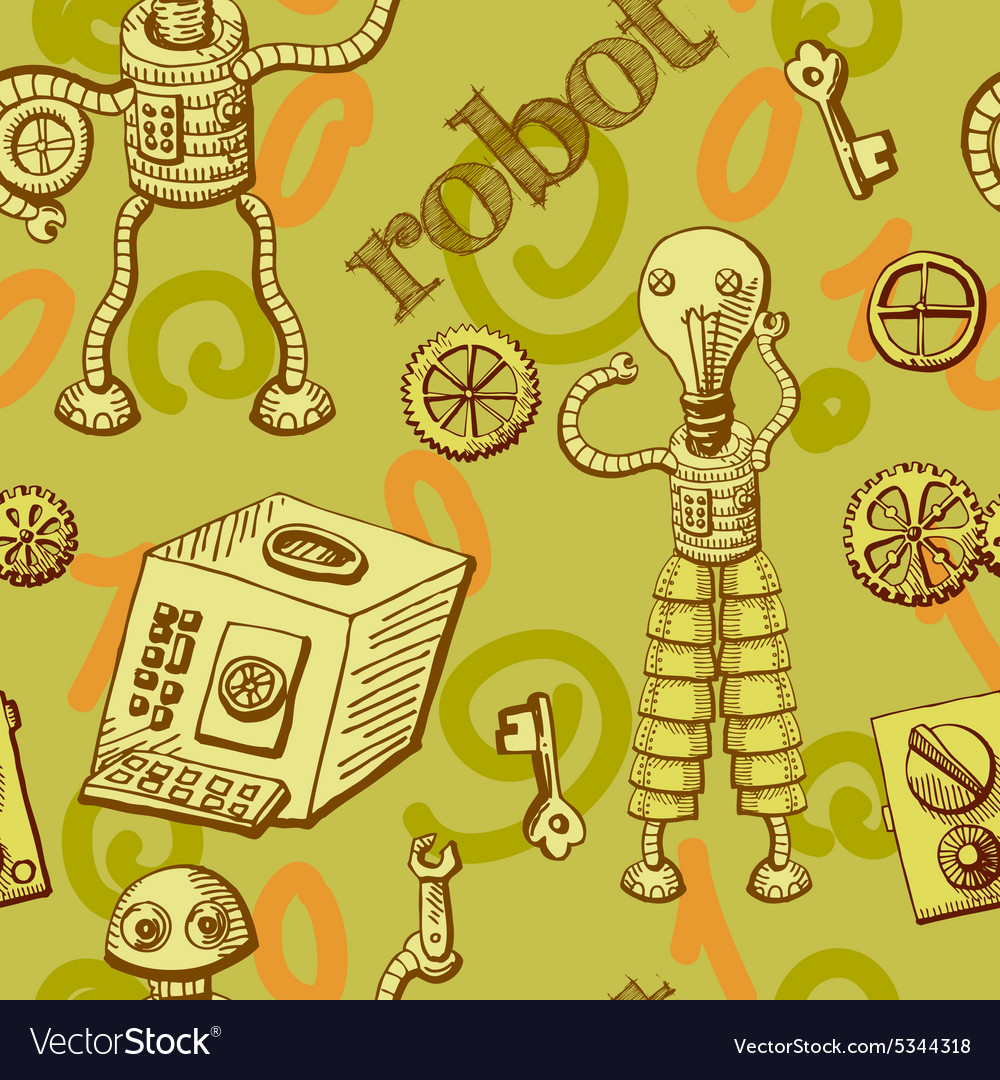 Robots seamless pattern Royalty Free Vector Image