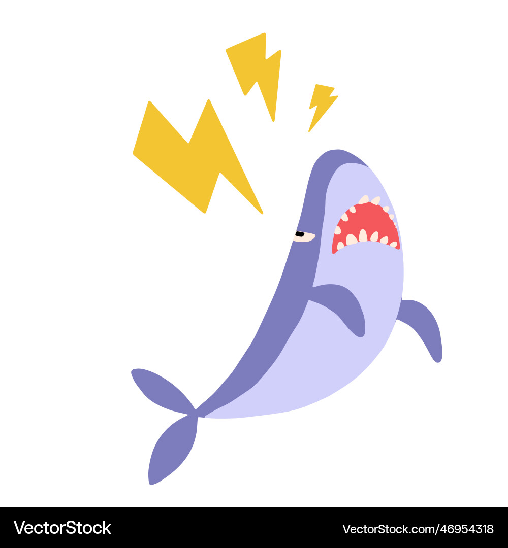Sad shark with lightning stress concept isolated Vector Image