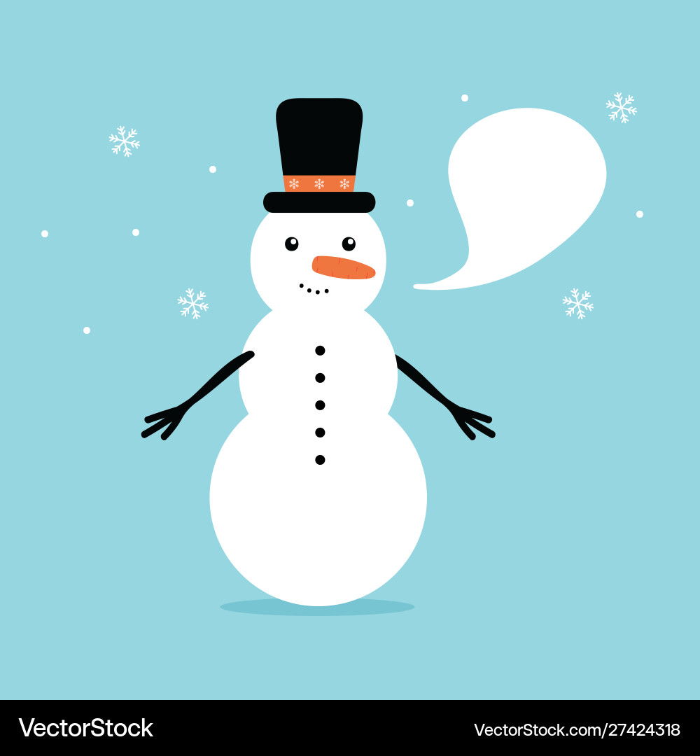 Snowman with speech bubble for winter christmas Vector Image