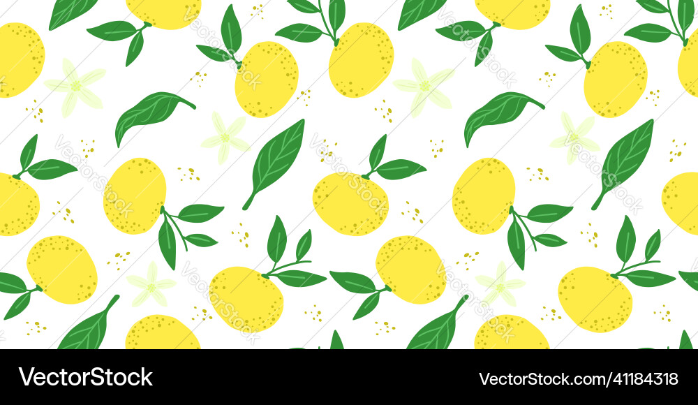 Yellow citrus fruits seamless pattern on white Vector Image