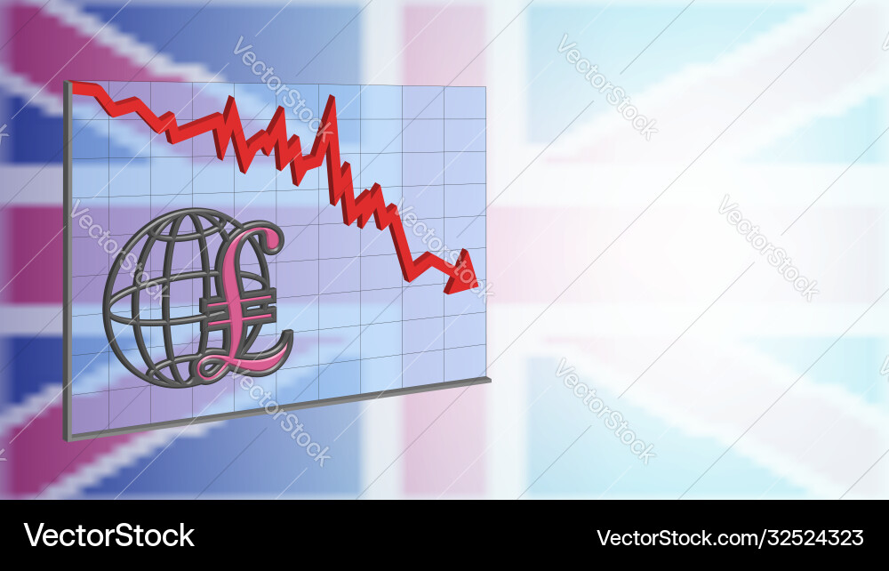 3d banner graph with red arrow pound sign Vector Image