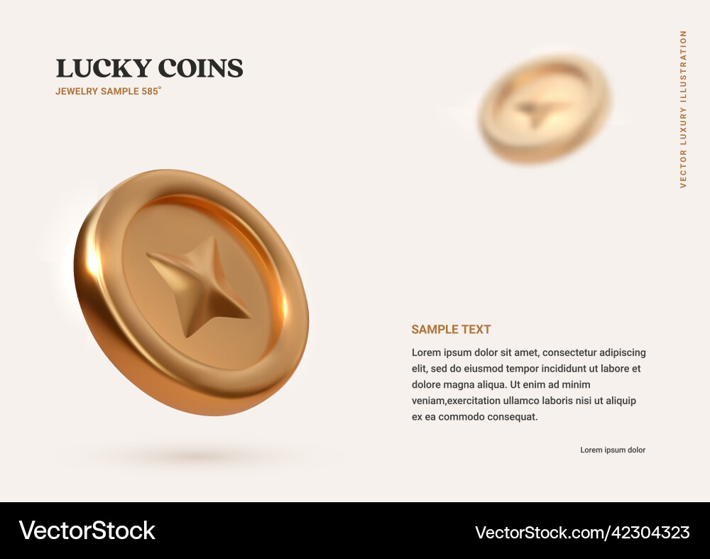 3d golden coins on the light background Royalty Free Vector