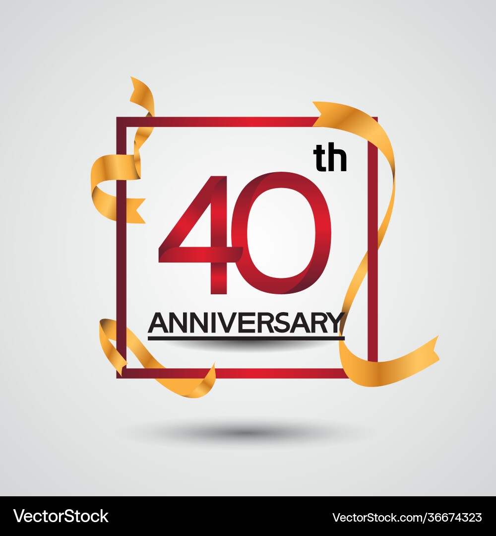 40 anniversary design with red color in square Vector Image