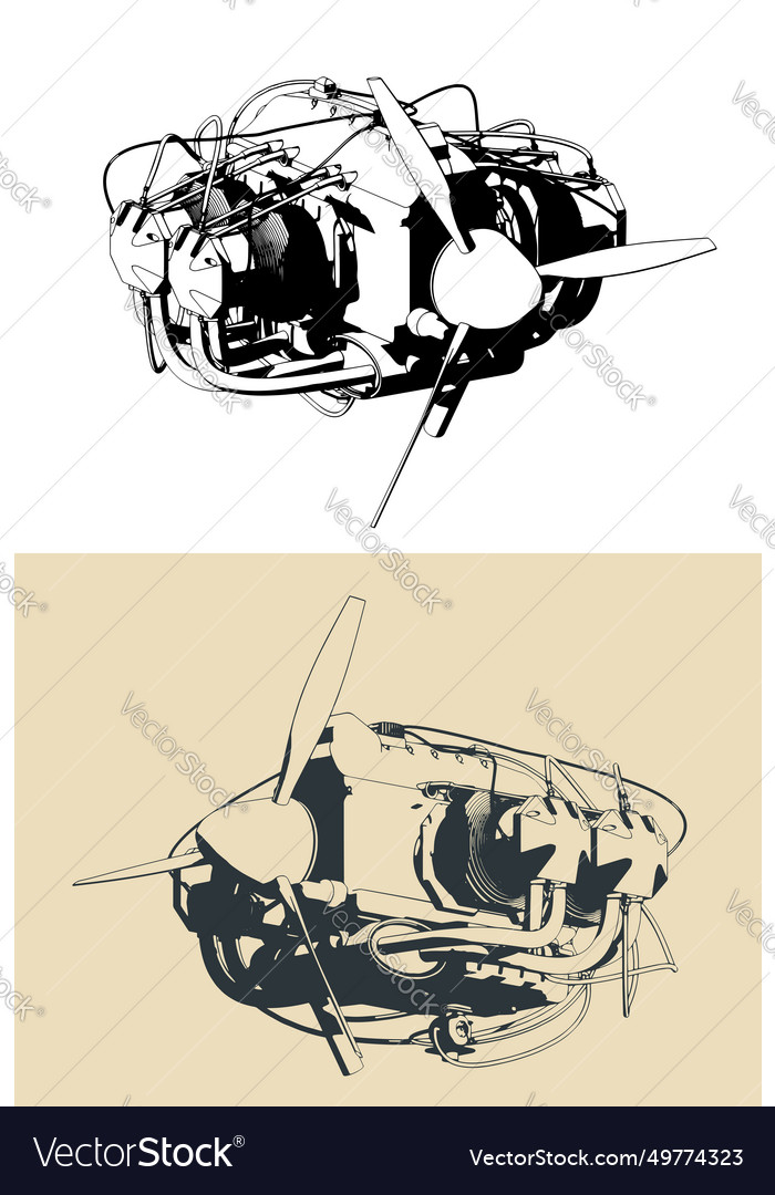 Aircraft flat type engine Royalty Free Vector Image