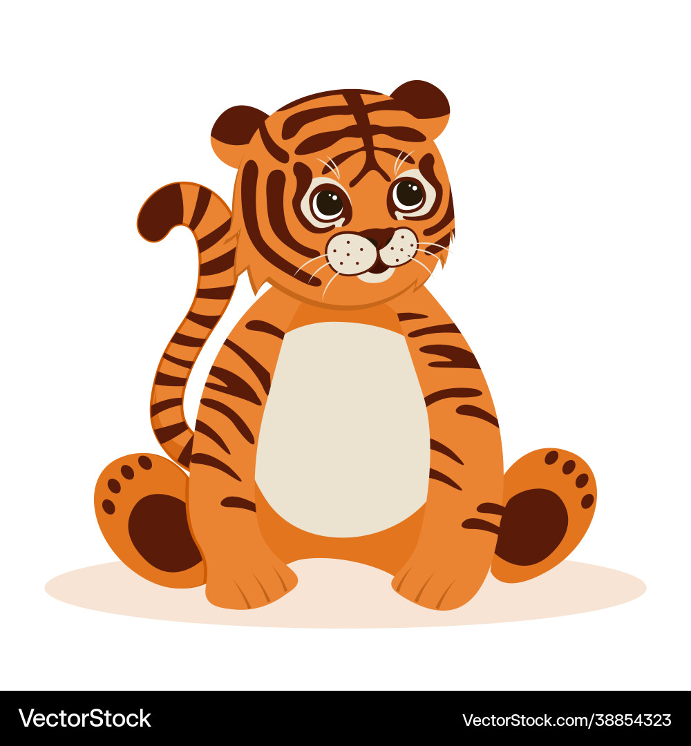 Cute cartoon striped red tiger Royalty Free Vector Image