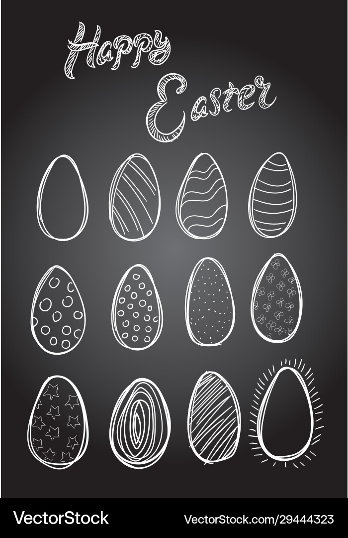 Easter chalk eggs set Royalty Free Vector Image