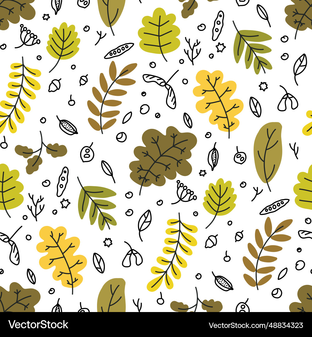 Fall season autumn leaves and foliage pattern Vector Image