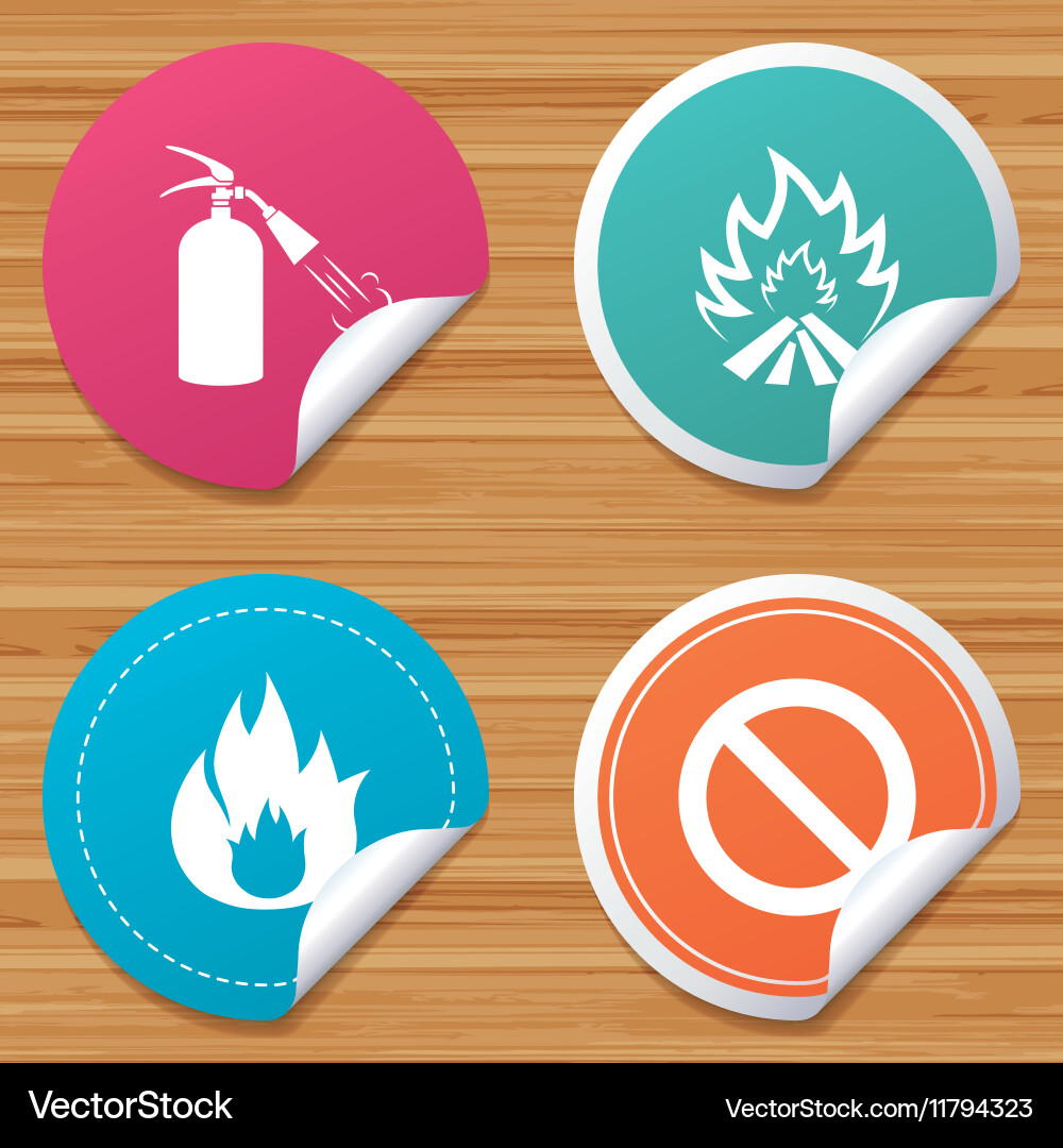 Fire flame icons prohibition stop symbol Vector Image