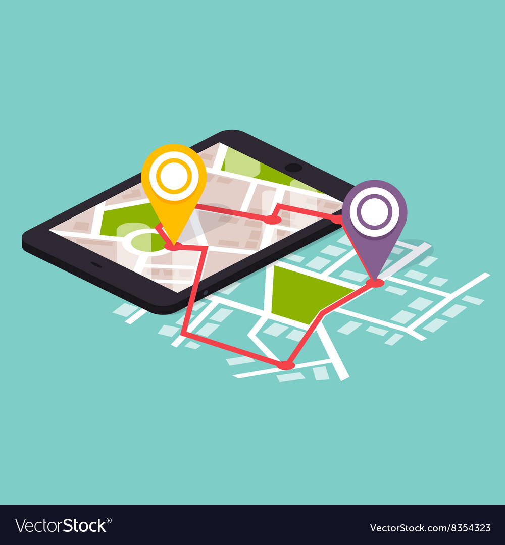 Flat 3d isometric mobile navigation maps Vector Image