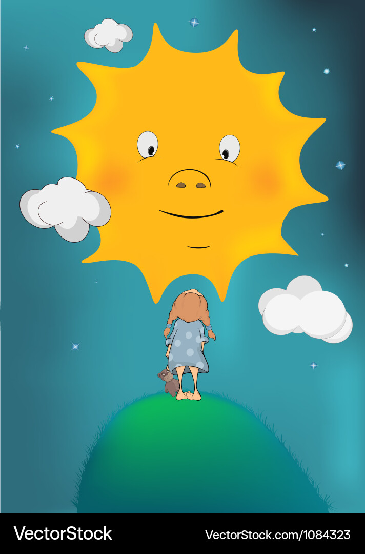 Girl and the sun Royalty Free Vector Image - VectorStock