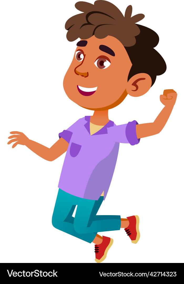 Kid boy jumping and celebrating victory Royalty Free Vector