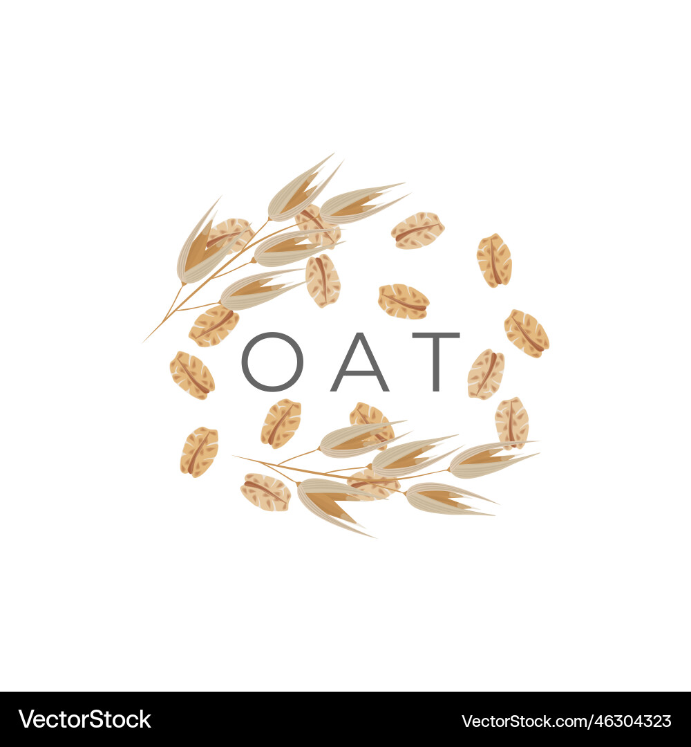 Oat flakes logo with the plant image Royalty Free Vector