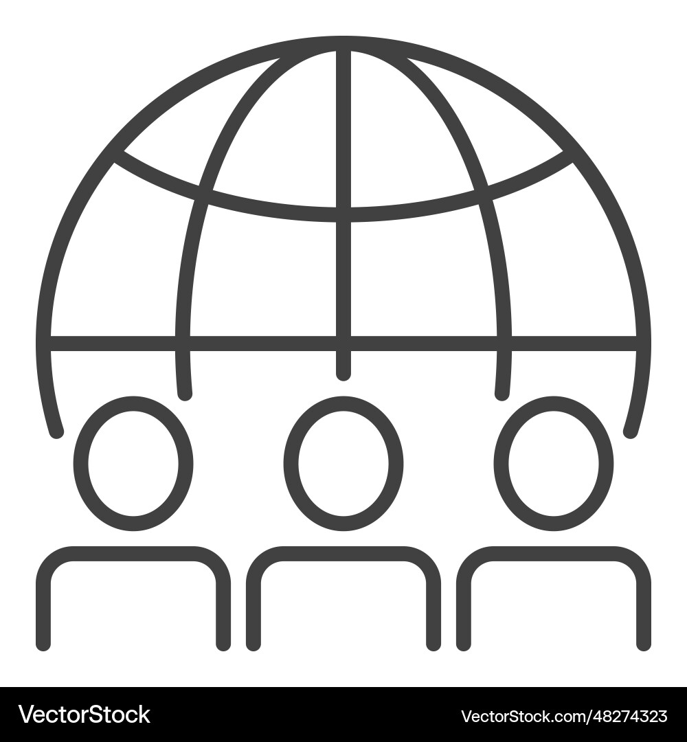 People with earth globe concept outline icon Vector Image