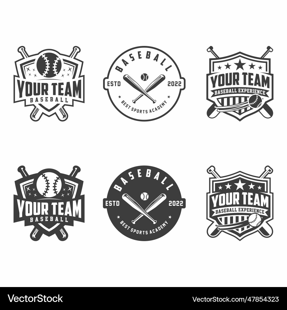 Set of baseball emblems icon badges labels Vector Image