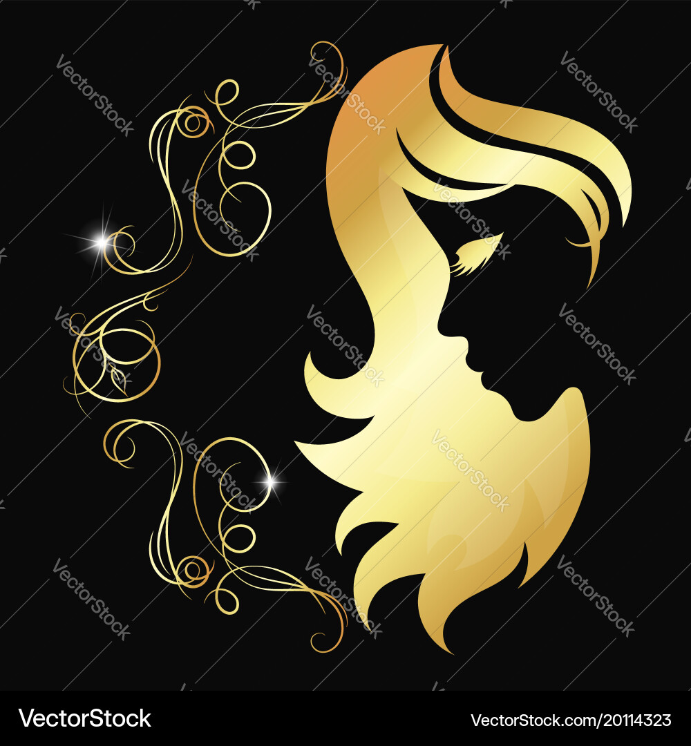 Silhouette girl gold Royalty Free Vector Image