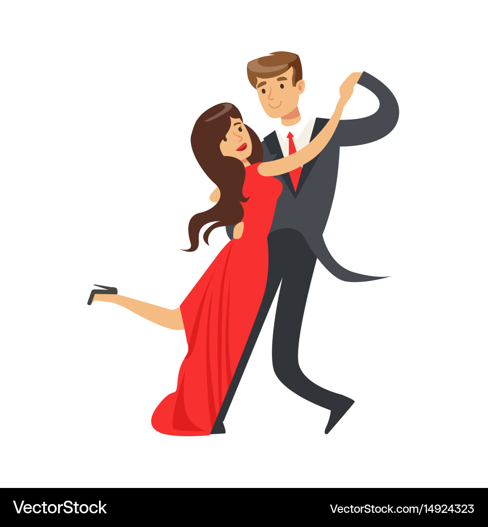 Young happy couple dancing tango colorful Vector Image