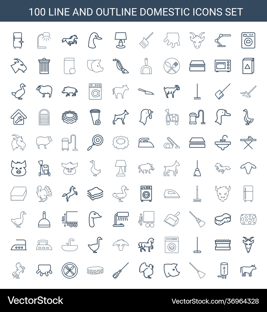 100 domestic icons Royalty Free Vector Image - VectorStock
