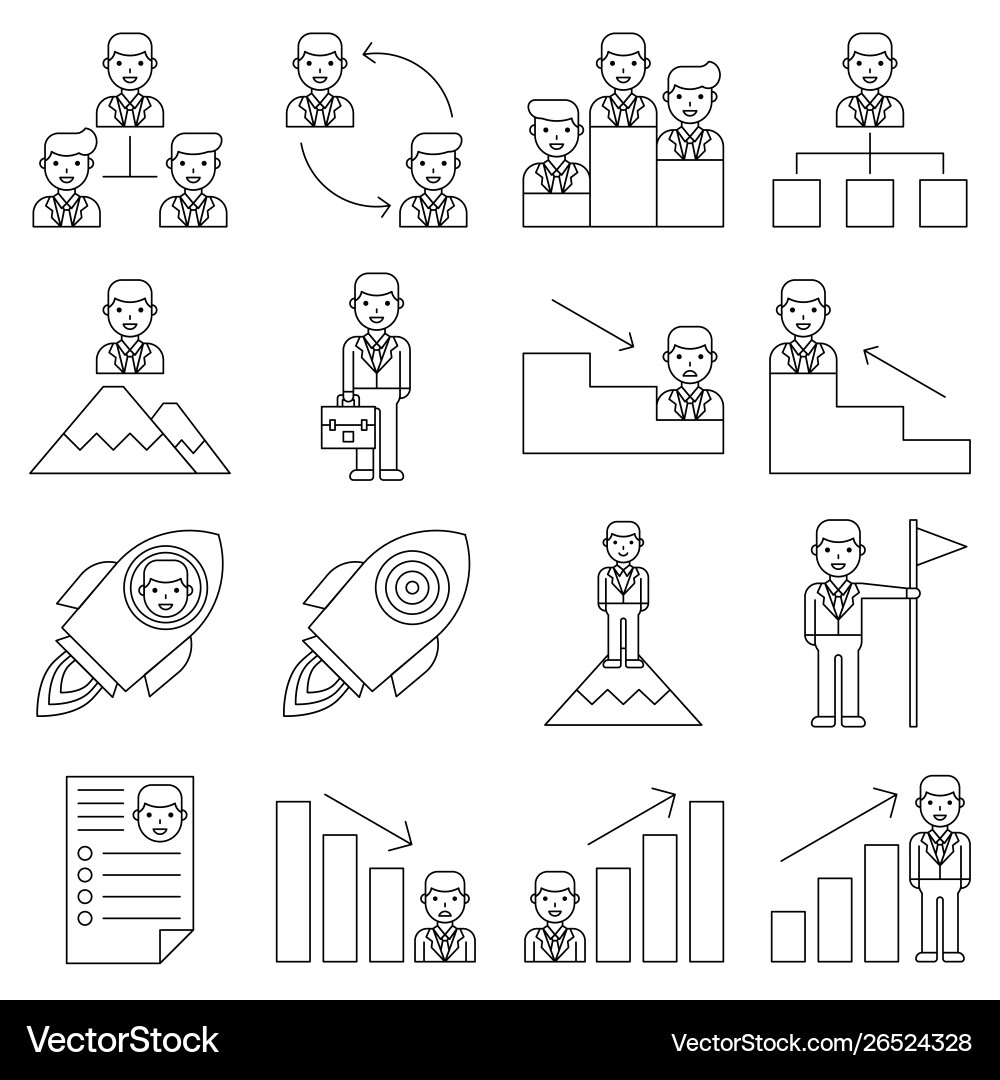 Businessman set 2 line style icon Royalty Free Vector Image