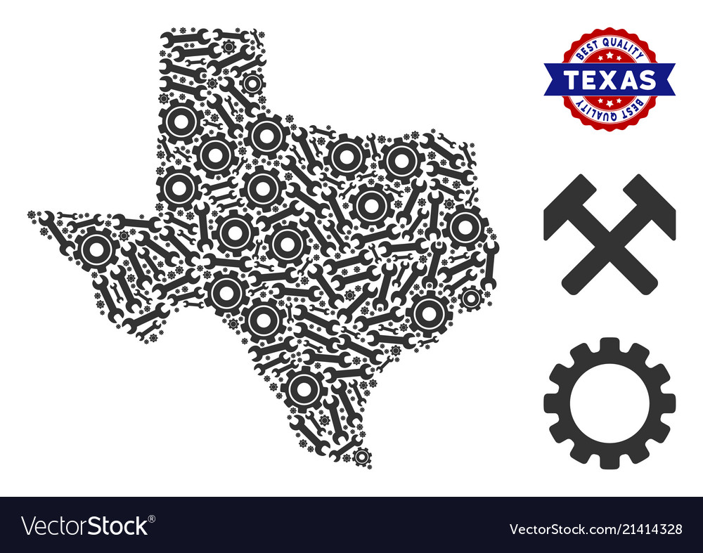 Composition texas map of industrial tools Vector Image