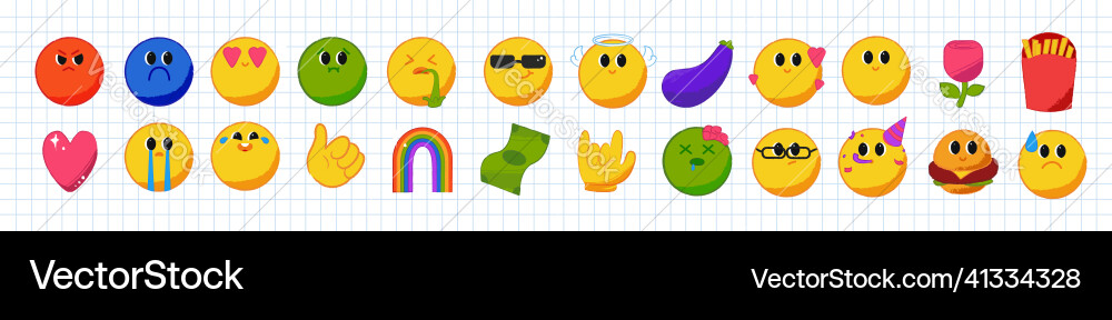 Contemporary emoji collection a set Royalty Free Vector