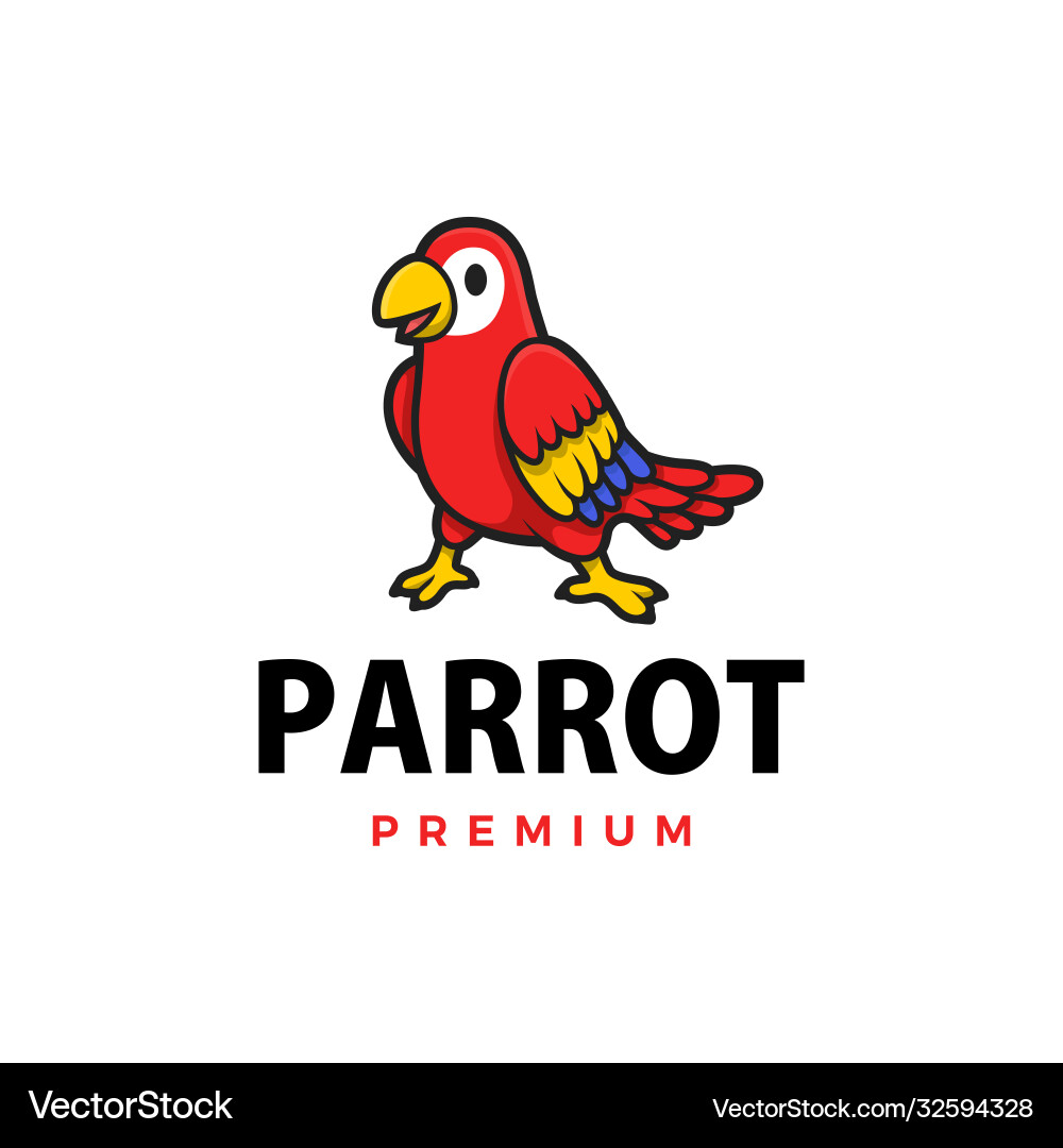 Cute parrot cartoon logo icon Royalty Free Vector Image