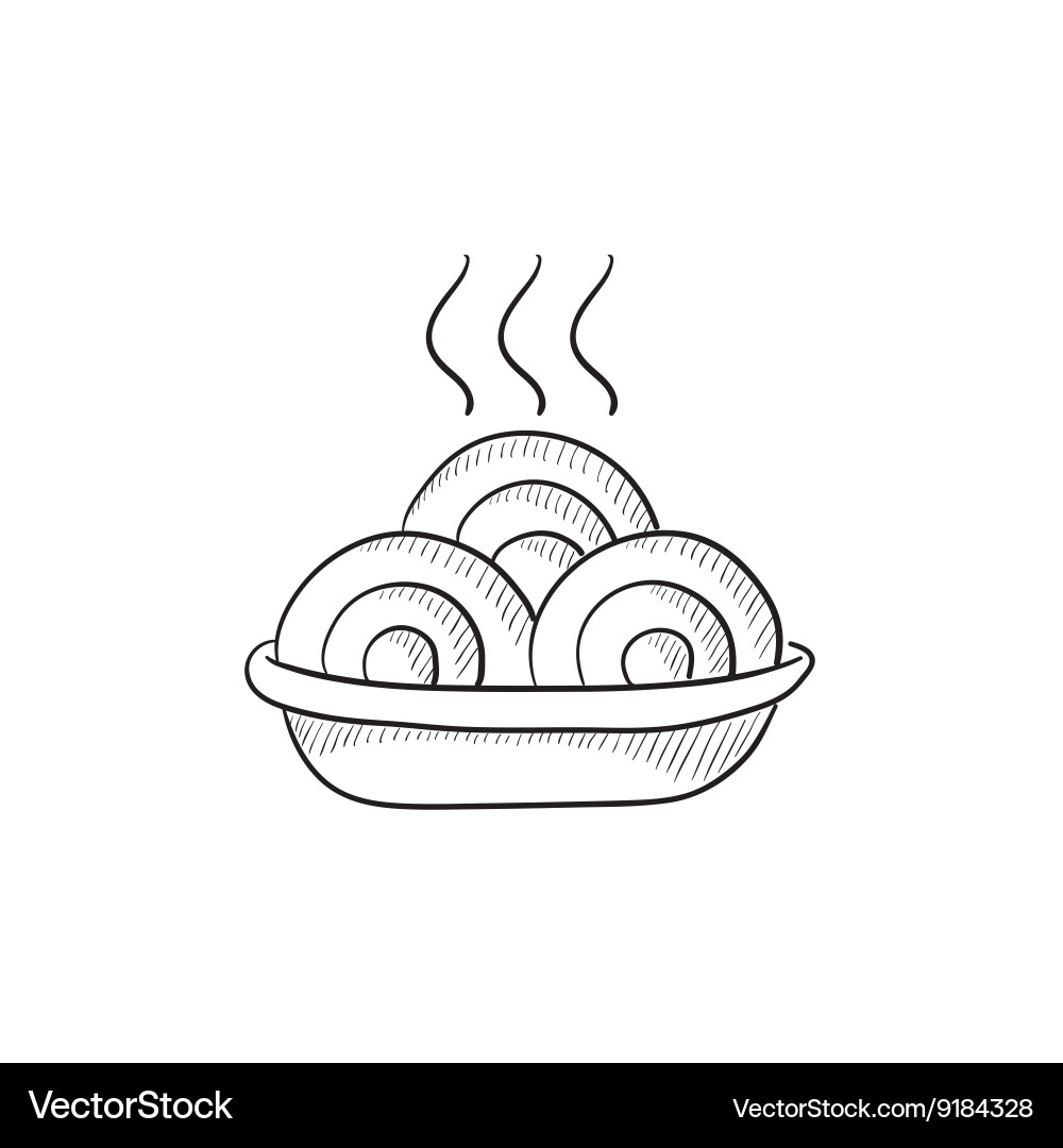 Hot meal in plate sketch icon Royalty Free Vector Image