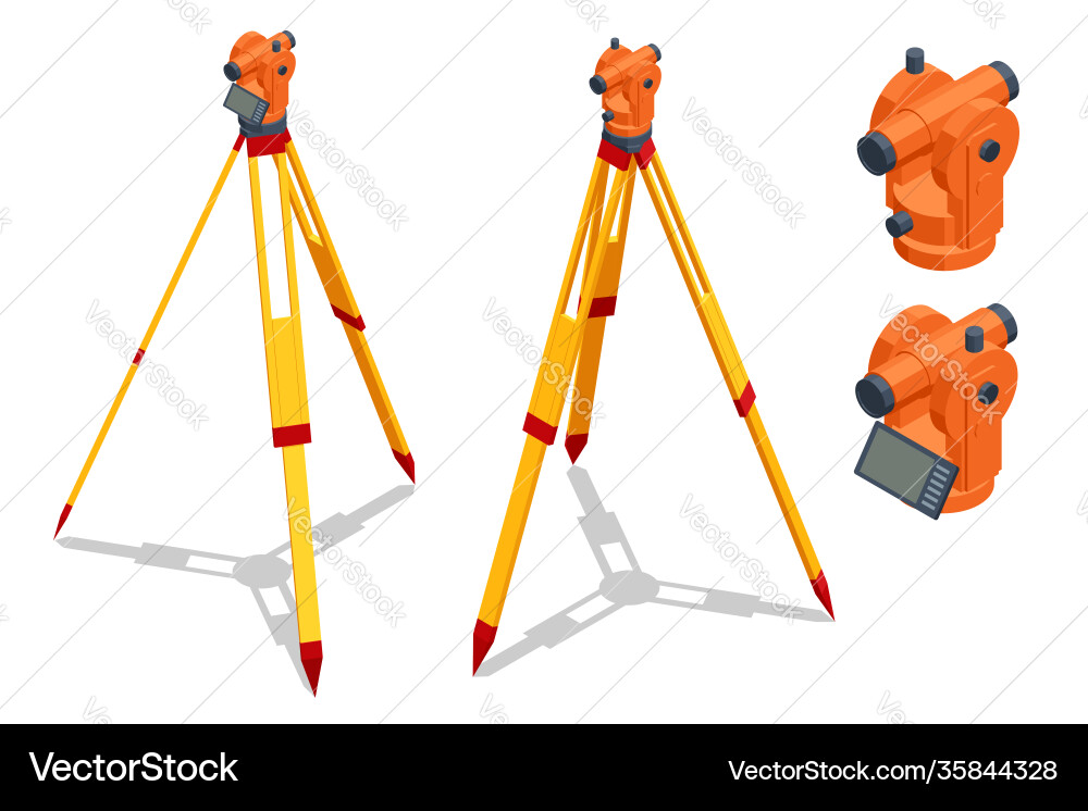 Isometric surveying measuring equipment level Vector Image