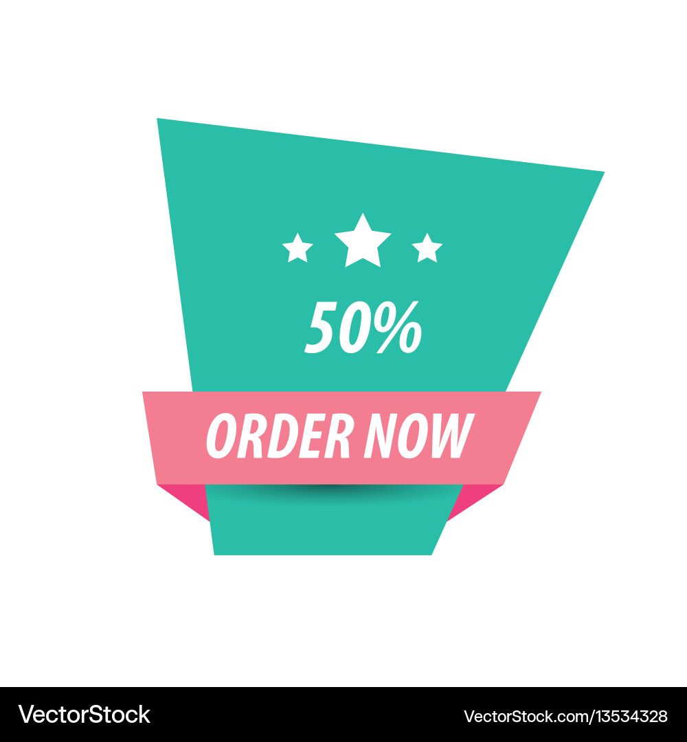 Order now label design pink and green Royalty Free Vector