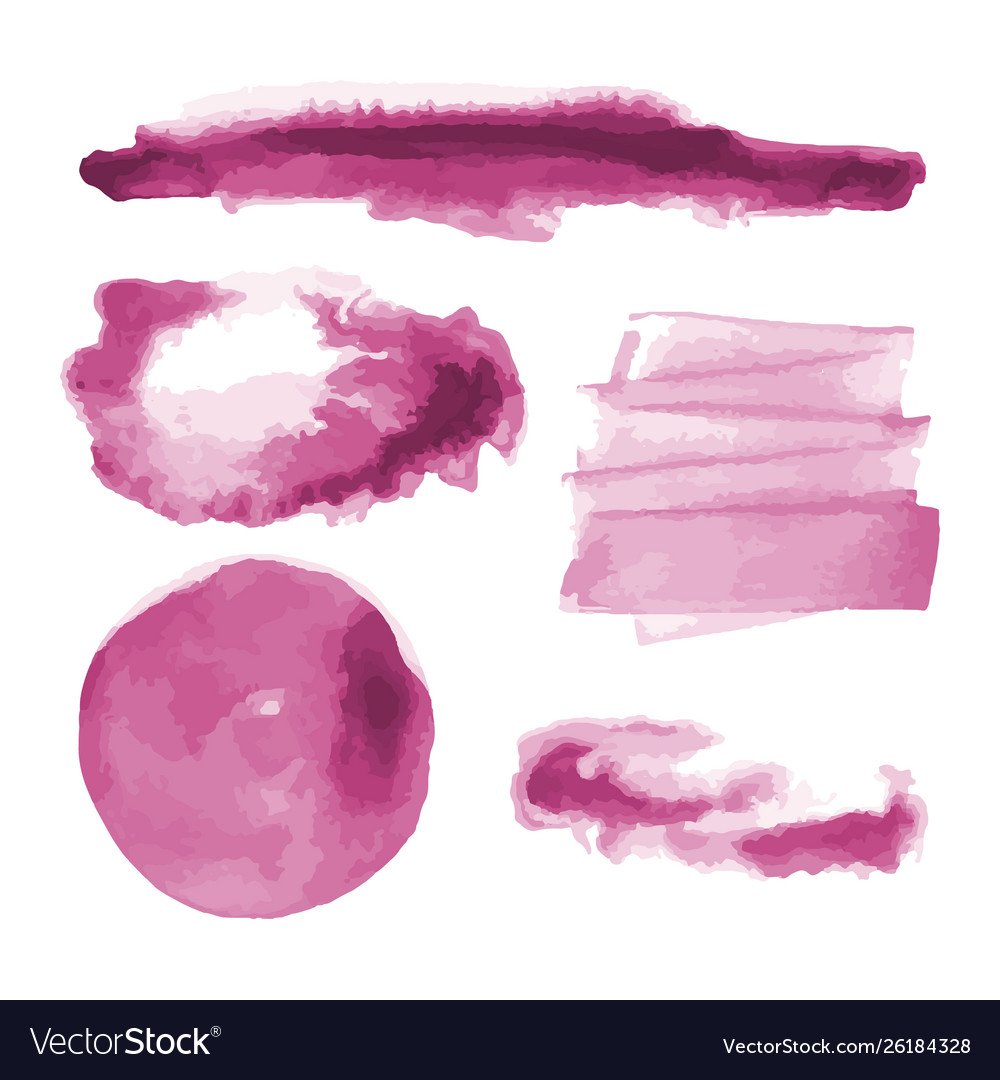 Pink watercolor shapes splotches stains paint Vector Image