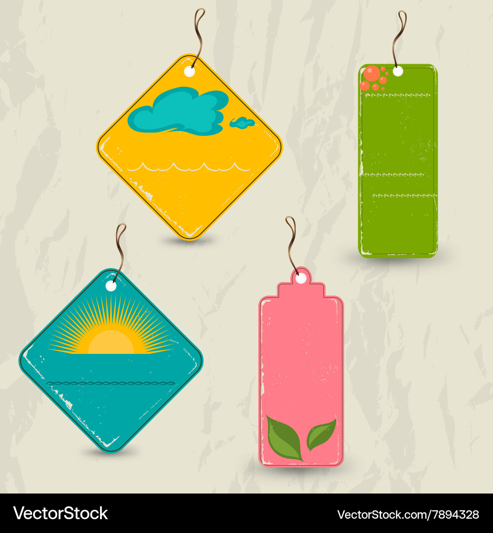 Set of 4 retro summer tags Royalty Free Vector Image