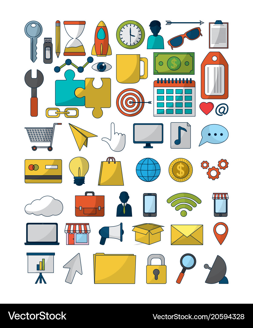 Set of digital marketing Royalty Free Vector Image